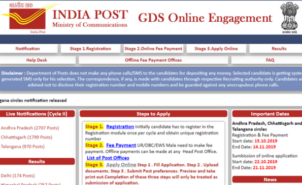 India Post Recruitment 2019: Apply Online for 2707 Posts at indiapost ...